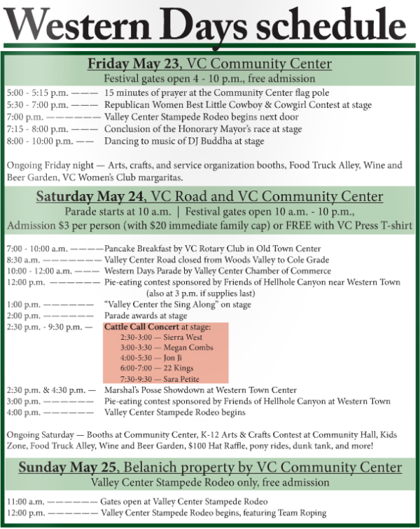 schedule | Valley Center Western Days